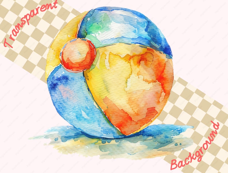 Watercolor Beach Balls Clipart Bundle: Summer PNG Graphics (digital ...
