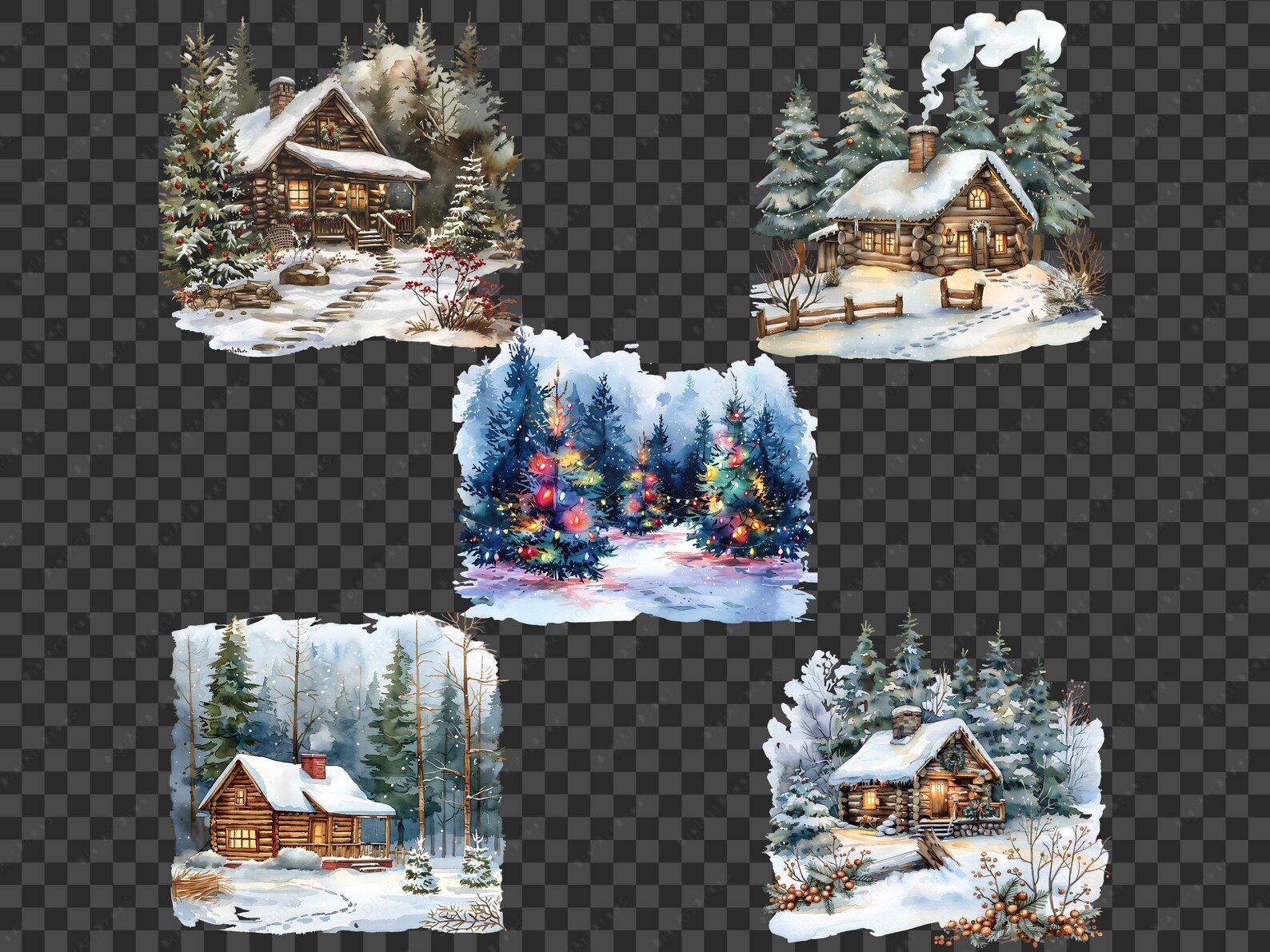 Christmas Forest Clipart Bundle: Winter Holiday Graphics (digital ...