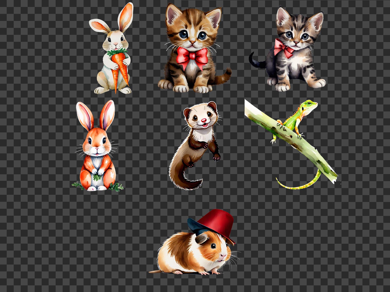 Cute Pets Clipart Bundle 48 Furry Companions Puppy Kitten Bunny ...