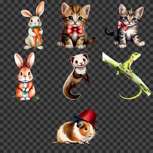 Cute Pets Clipart Bundle 48 Furry Companions Puppy Kitten Bunny ...