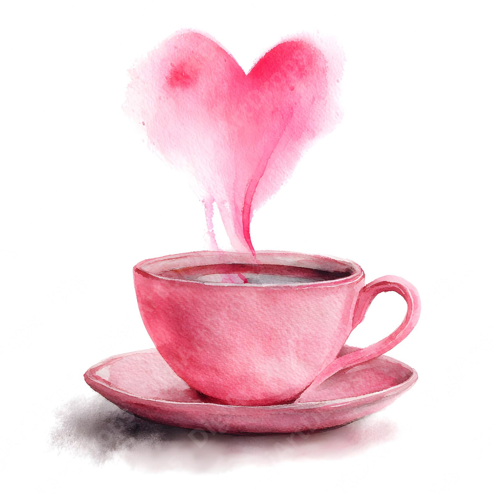 Watercolor Heart Teacup Clipart, Romantic Valentine Graphics (digital ...
