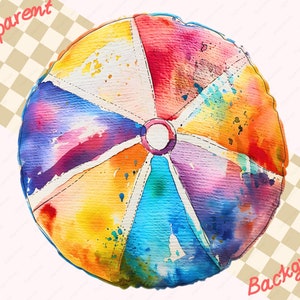 Watercolor Beach Balls Clipart Bundle: Summer PNG Graphics (digital ...