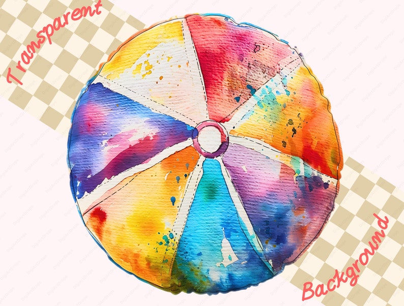 Watercolor Beach Balls Clipart Bundle: Summer PNG Graphics (digital ...
