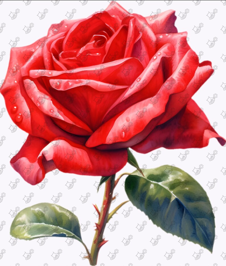 Watercolor Red Roses Clipart Bundle 10 PNG Digital Download High ...