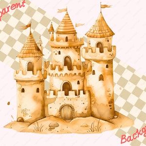 Summer Sandcastles Watercolor Clipart Bundle 12 PNG Digital Download ...