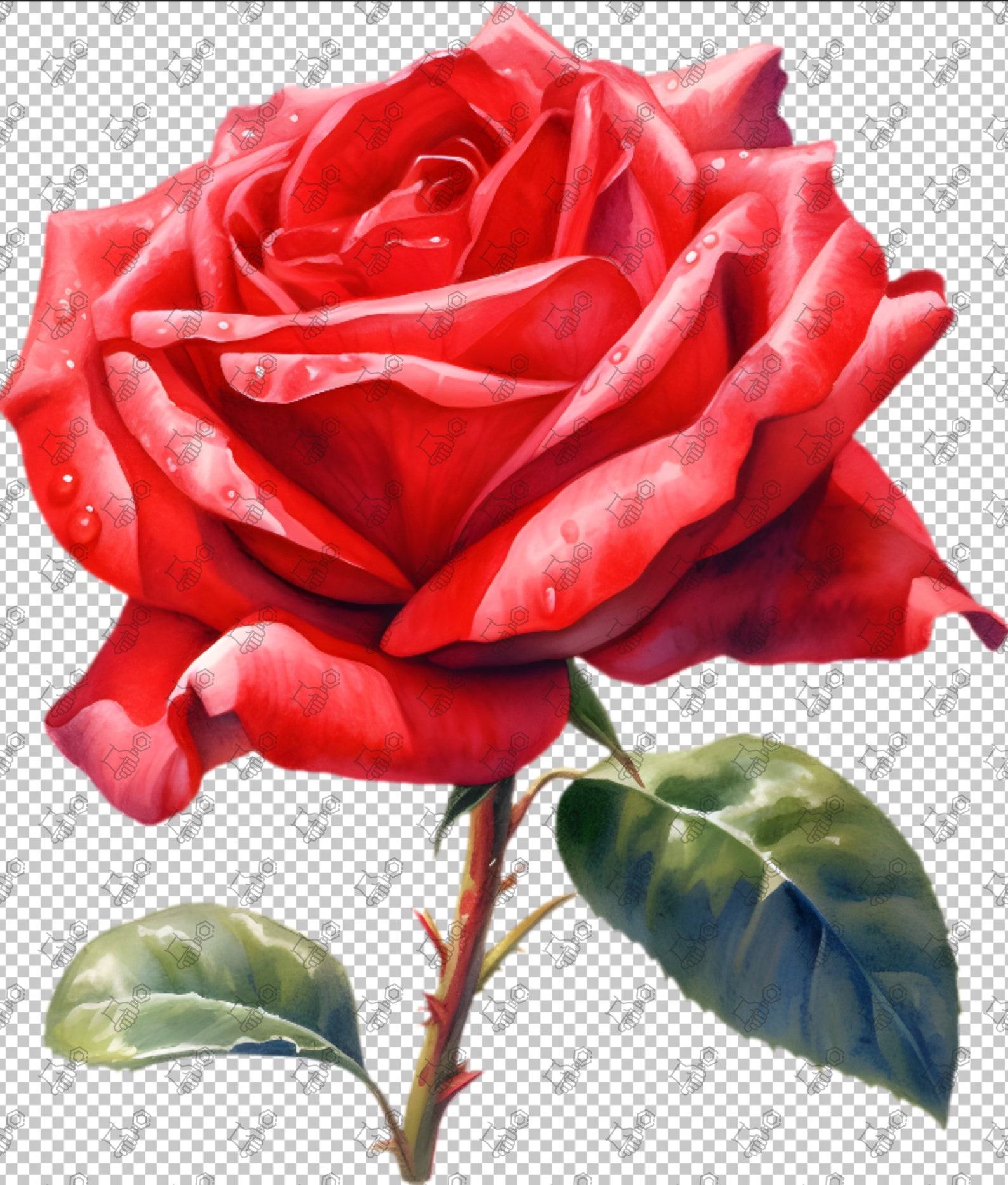 Watercolor Red Roses Clipart Bundle 10 PNG Digital Download High ...