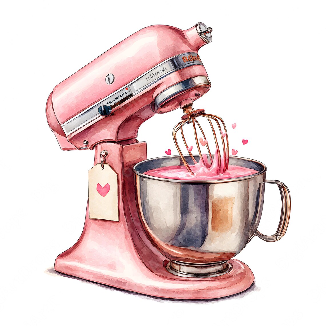 Rose Gold Stand Mixer Watercolor Clipart: JPG Valentine Bakery Graphic ...
