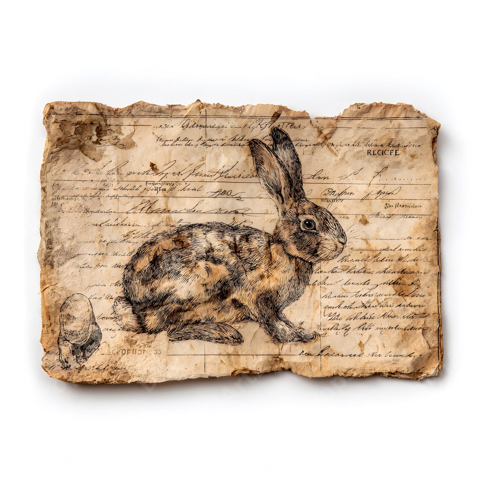 Vintage Easter Recipe Card Clipart, Watercolor Bunny Ephemera (digital ...