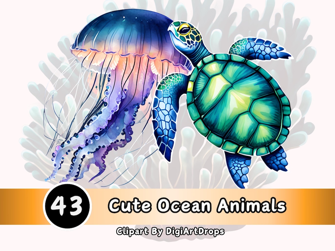 Ocean Animals Clipart: Deep Sea PNG Illustrations (digital Art) - Etsy