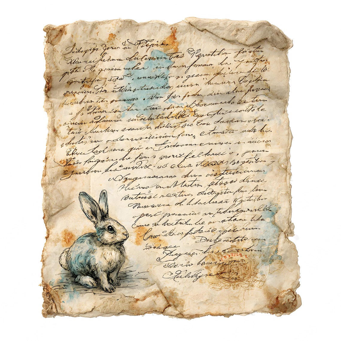 Vintage Easter Recipe Card Clipart, Watercolor Bunny Ephemera (digital ...