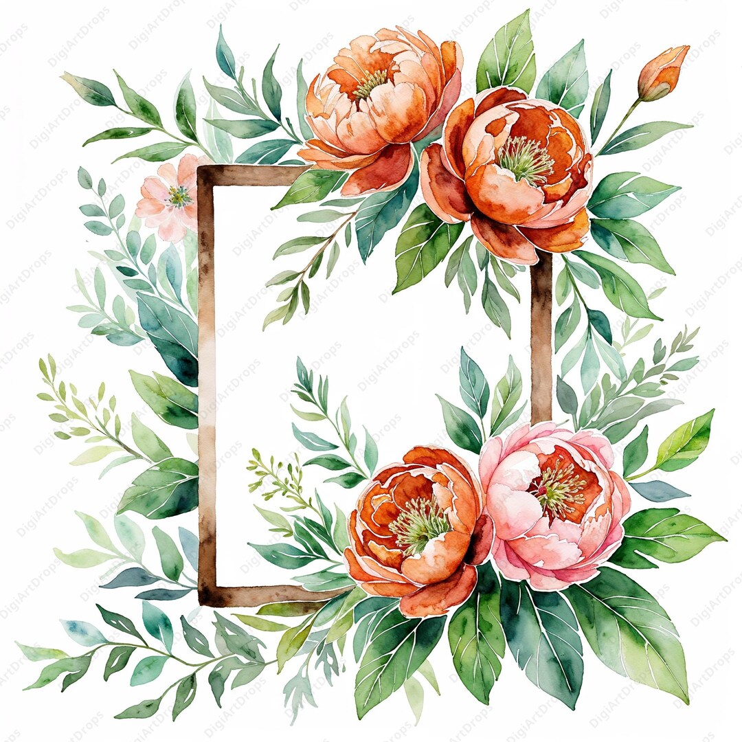 Rustic Fall Floral Watercolor Clipart Bundle 10 Jpgs - Terracotta ...