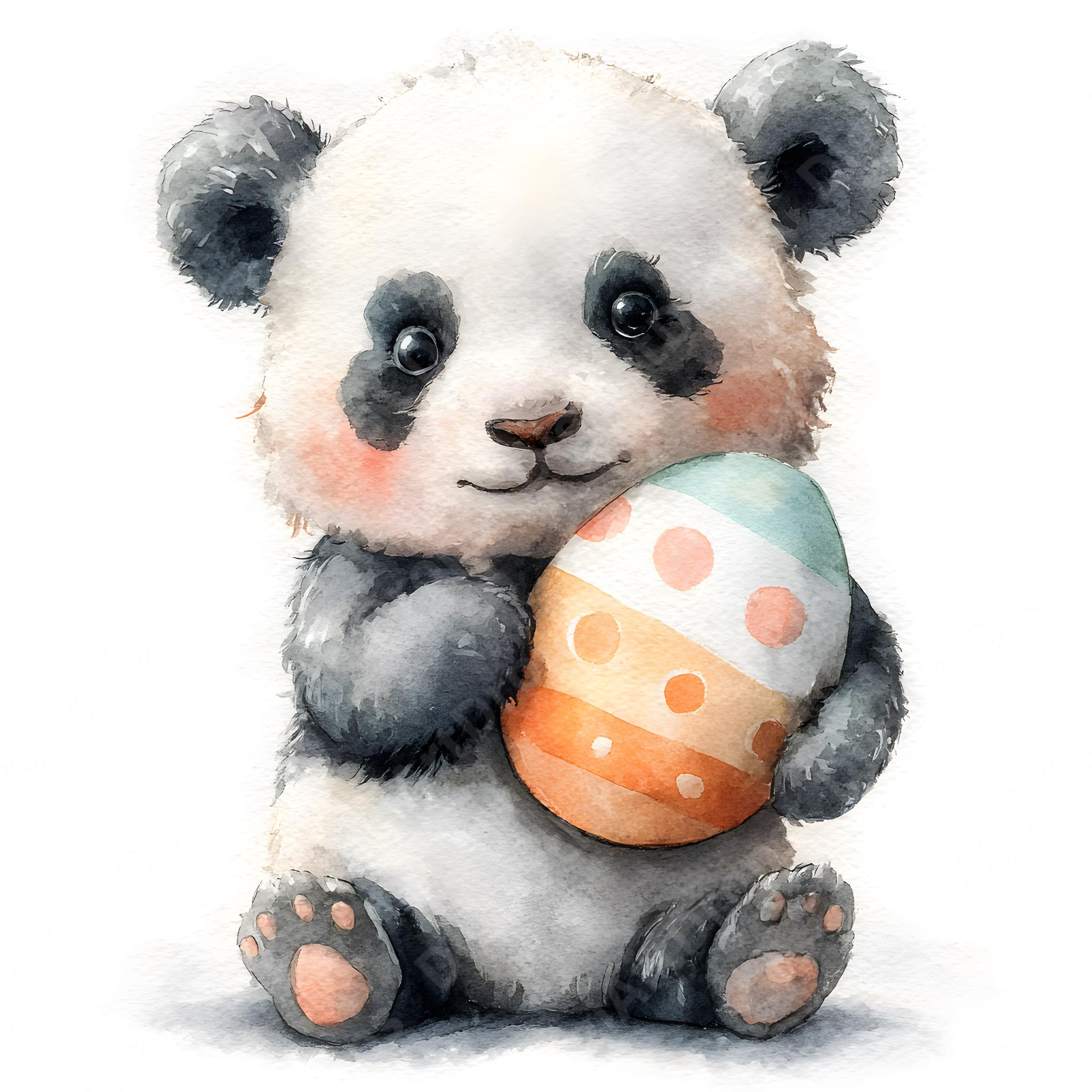 Easter Panda Clipart, Watercolor Easter Egg Illustration (digital ...