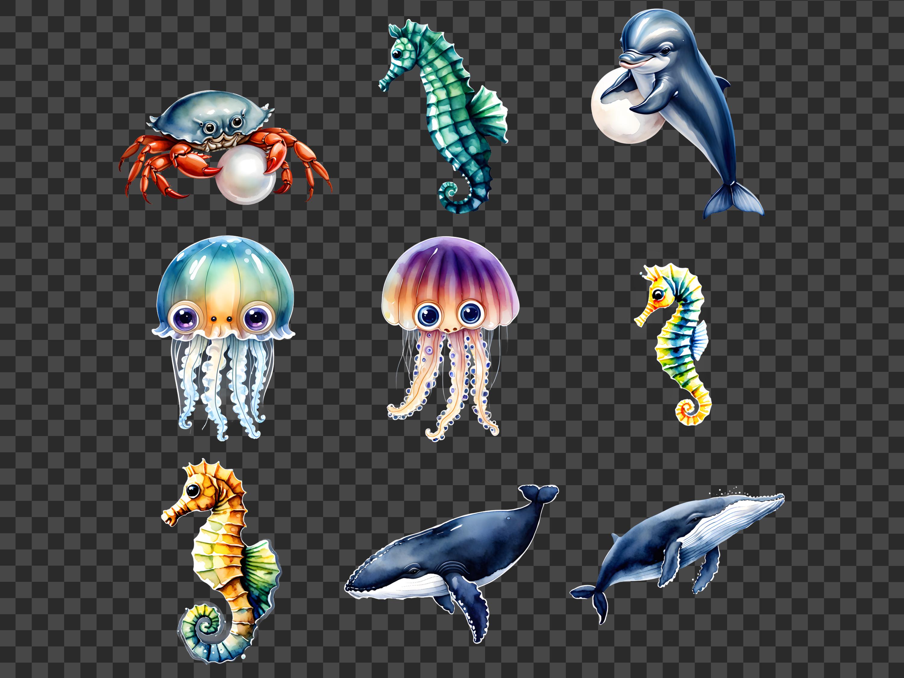 Sea Animals Clipart Bundle, Ocean PNG Graphics (digital Art - Etsy