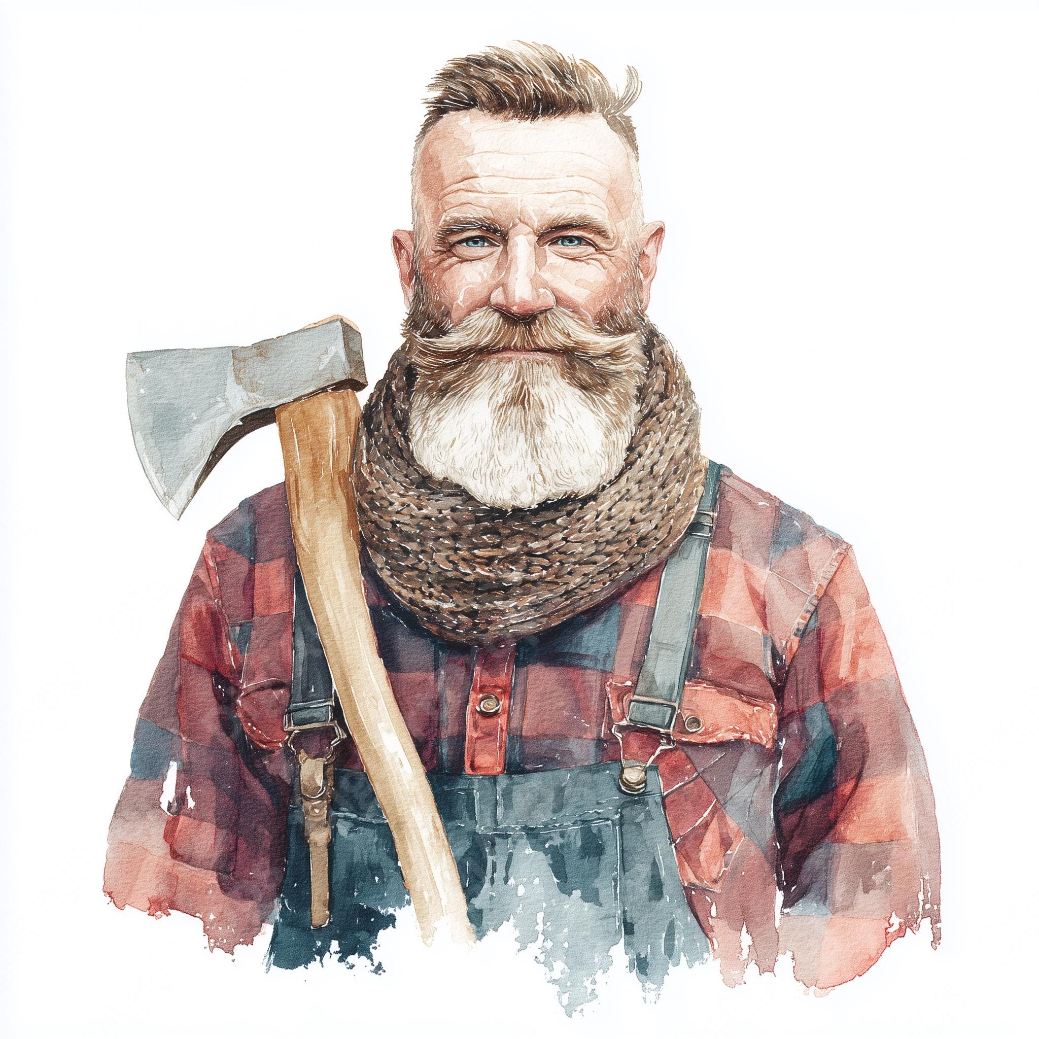 Christmas Lumberjack Clipart | Rustic Farmhouse Woodsman With Axe ...