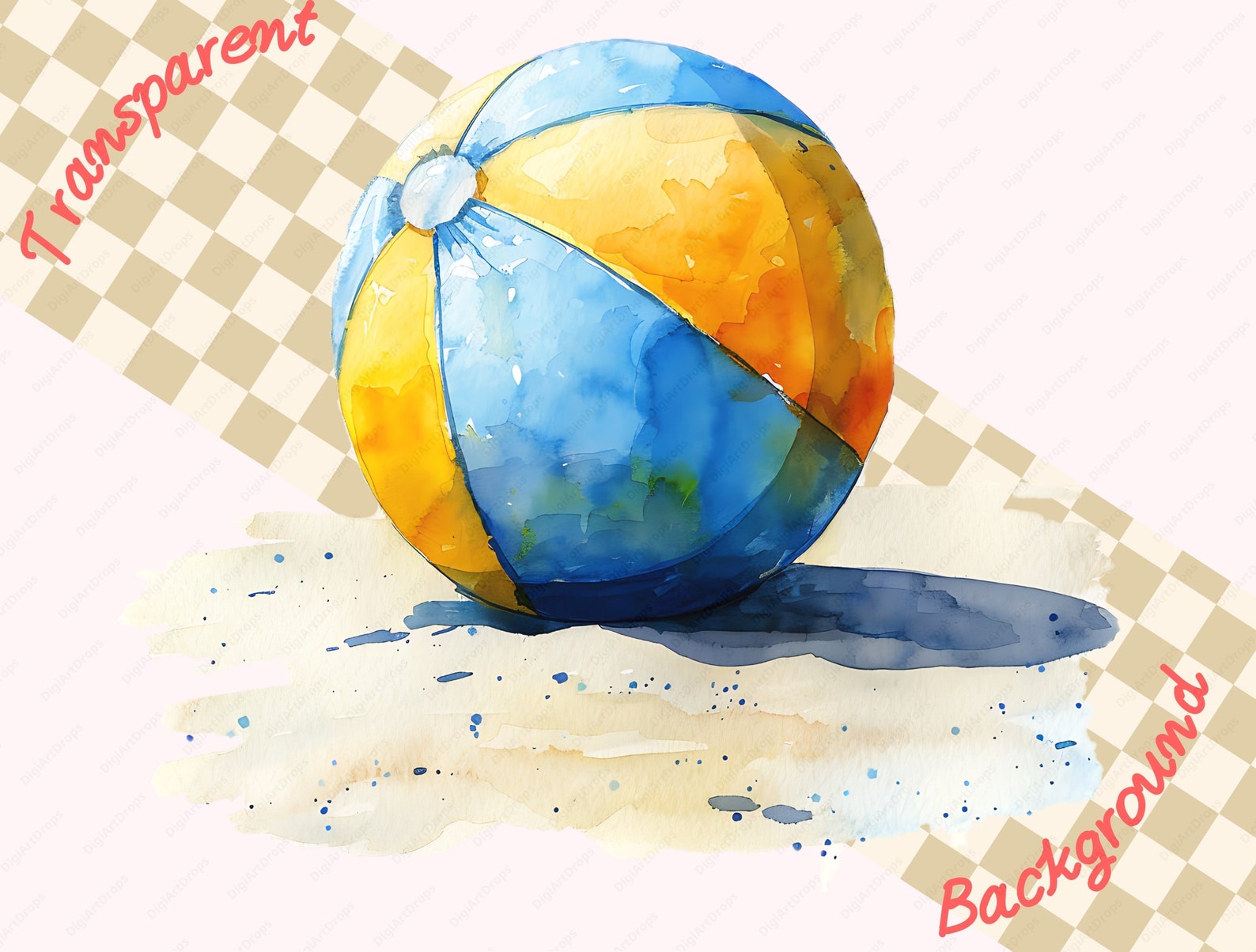 Watercolor Beach Balls Clipart Bundle: Summer PNG Graphics (digital ...