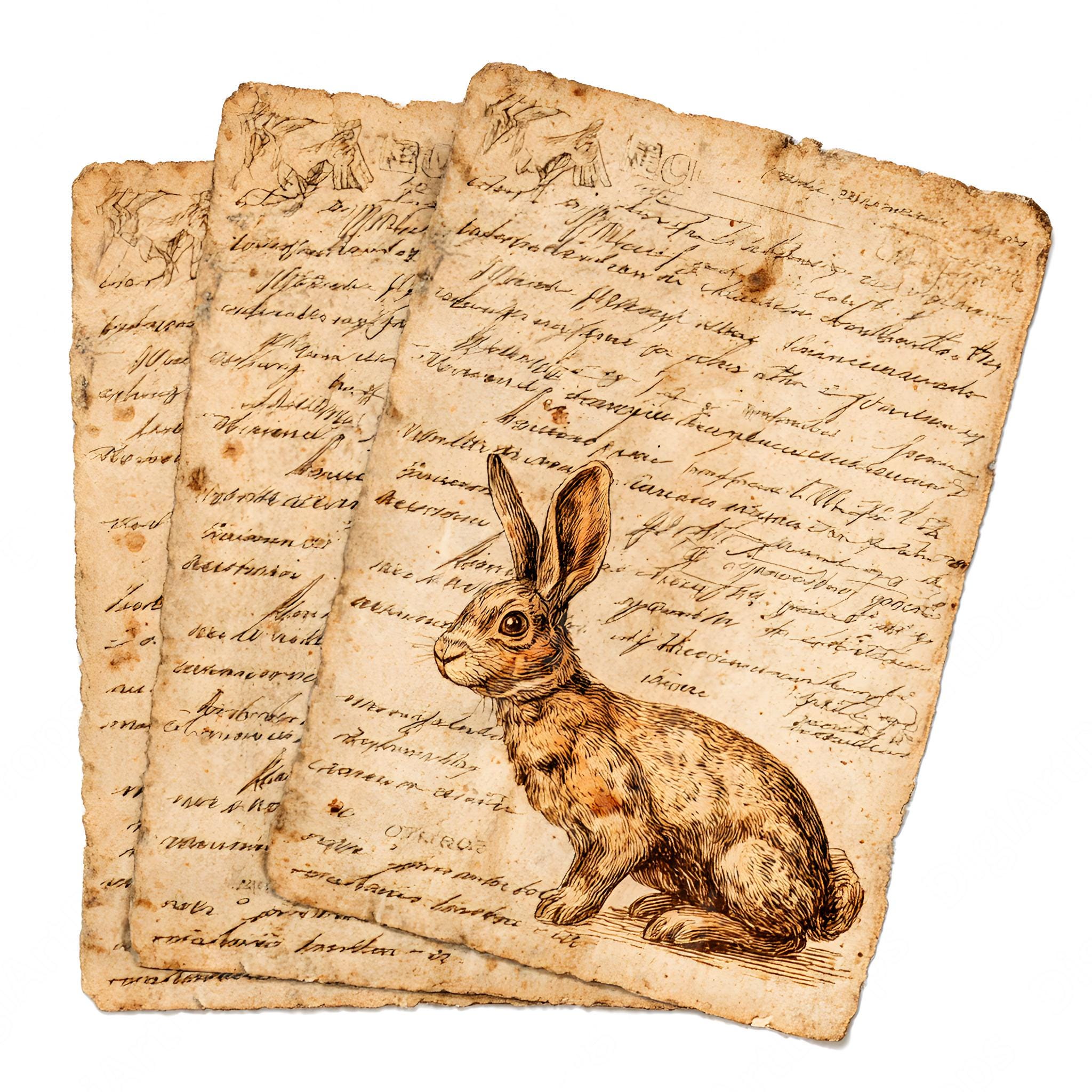 Vintage Easter Recipe Card Clipart, Watercolor Bunny Ephemera (digital ...