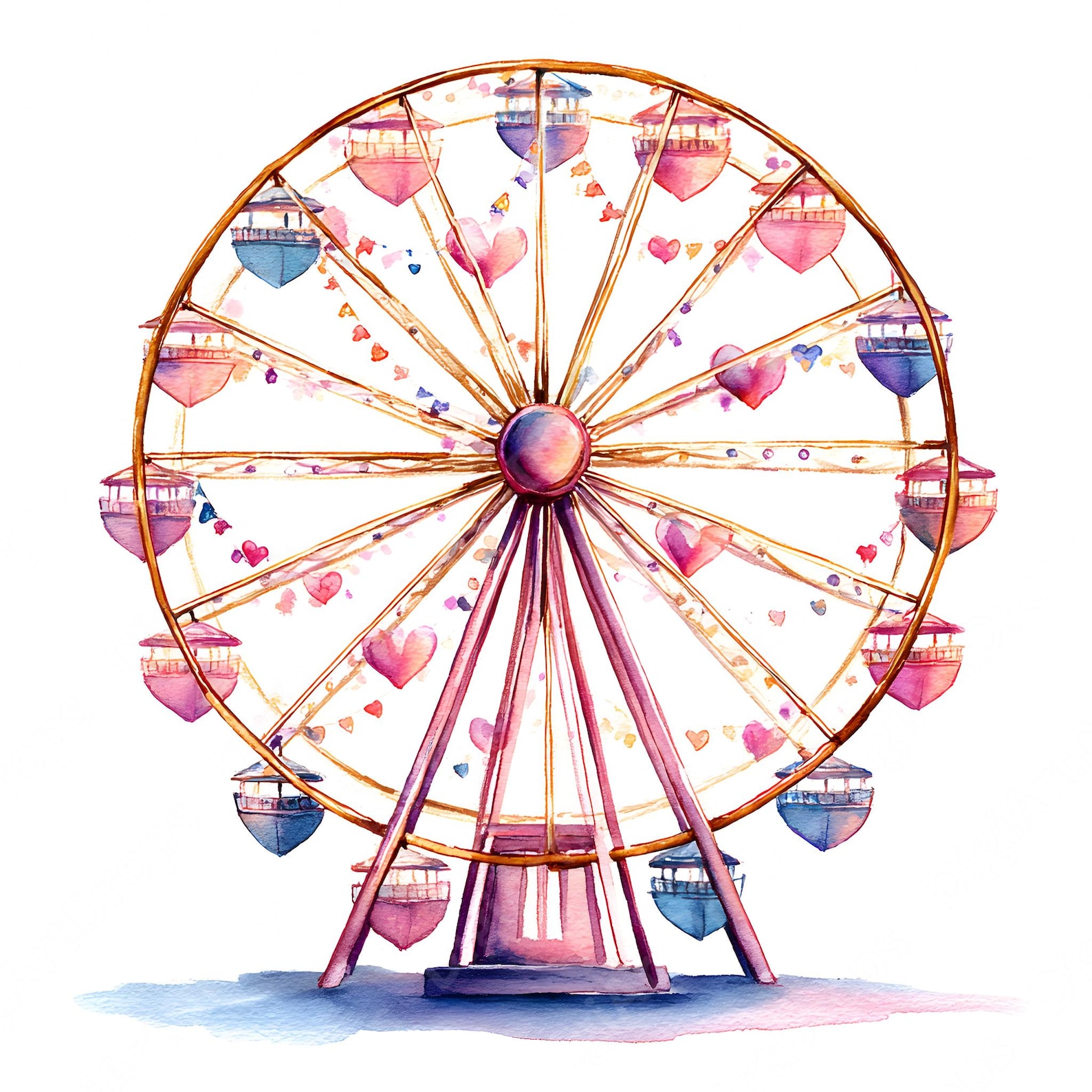 Ferris Wheel Clipart: Watercolor Pastel JPG, Junk Journal & Scrapbook ...