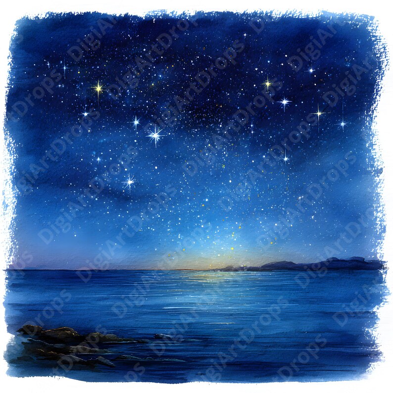 Bethlehem Night Sky Watercolor Backgrounds – Nativity Christmas Star ...