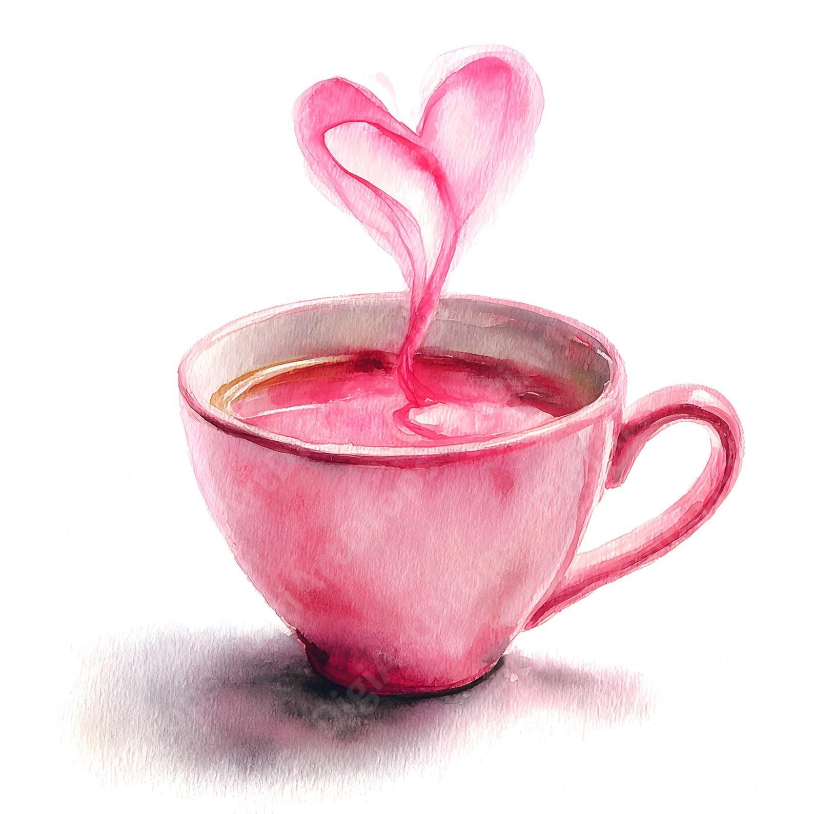 Watercolor Heart Teacup Clipart, Romantic Valentine Graphics (digital ...