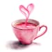Watercolor Heart Teacup Clipart, Romantic Valentine Graphics (digital ...