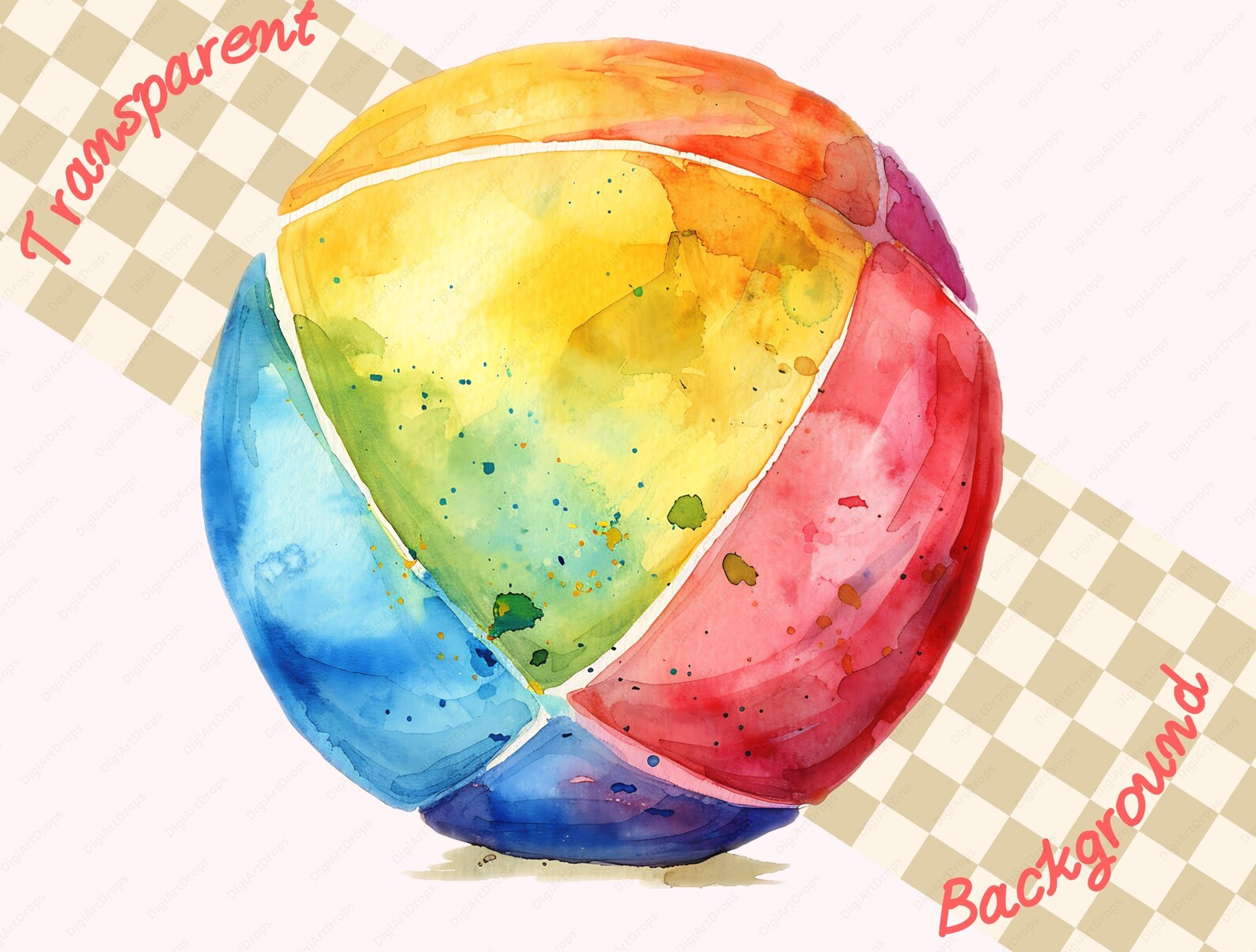 Watercolor Beach Balls Clipart Bundle: Summer PNG Graphics (digital ...