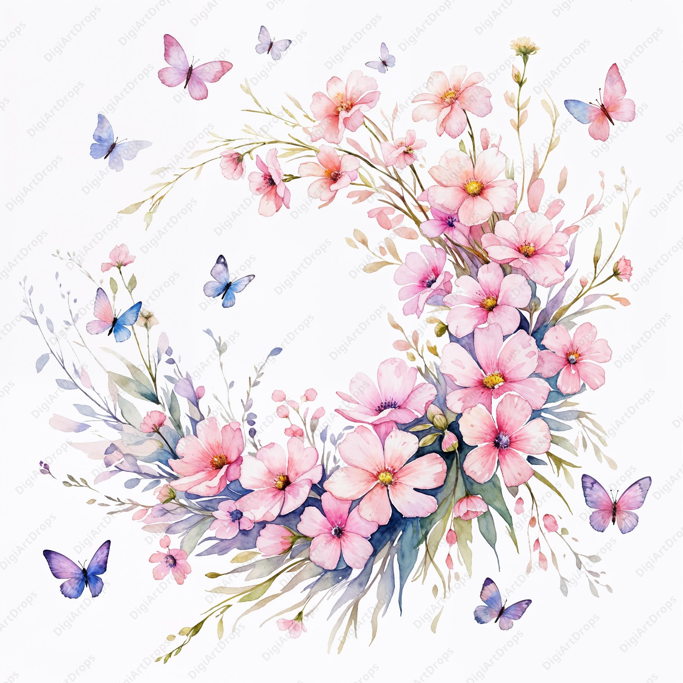 Pastel Butterflies Watercolor Clipart JPG, 10 Designs With Butterflies ...