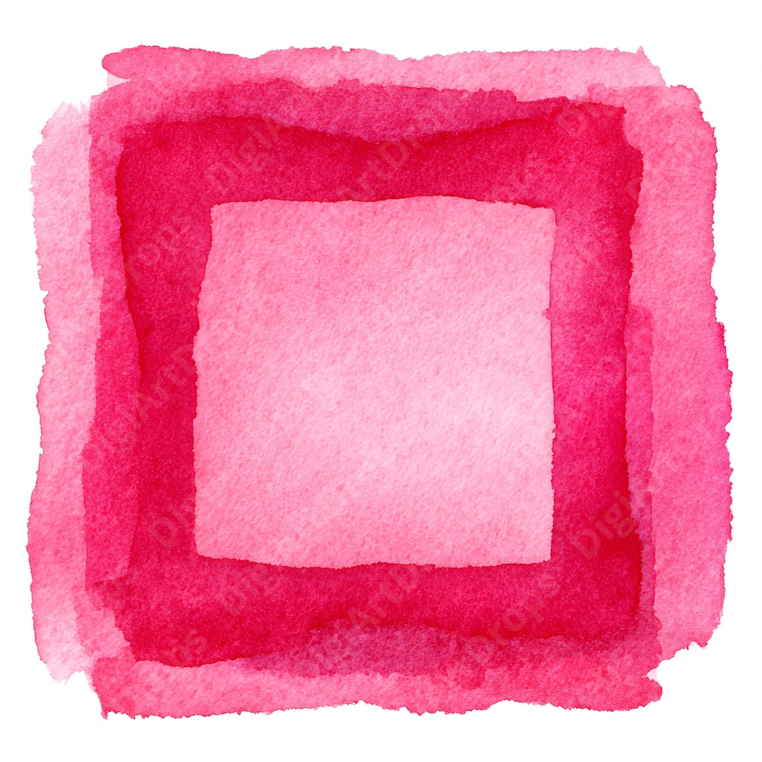 Watercolor Frame Set: Pink Square Border, High-res JPG, for Junk ...