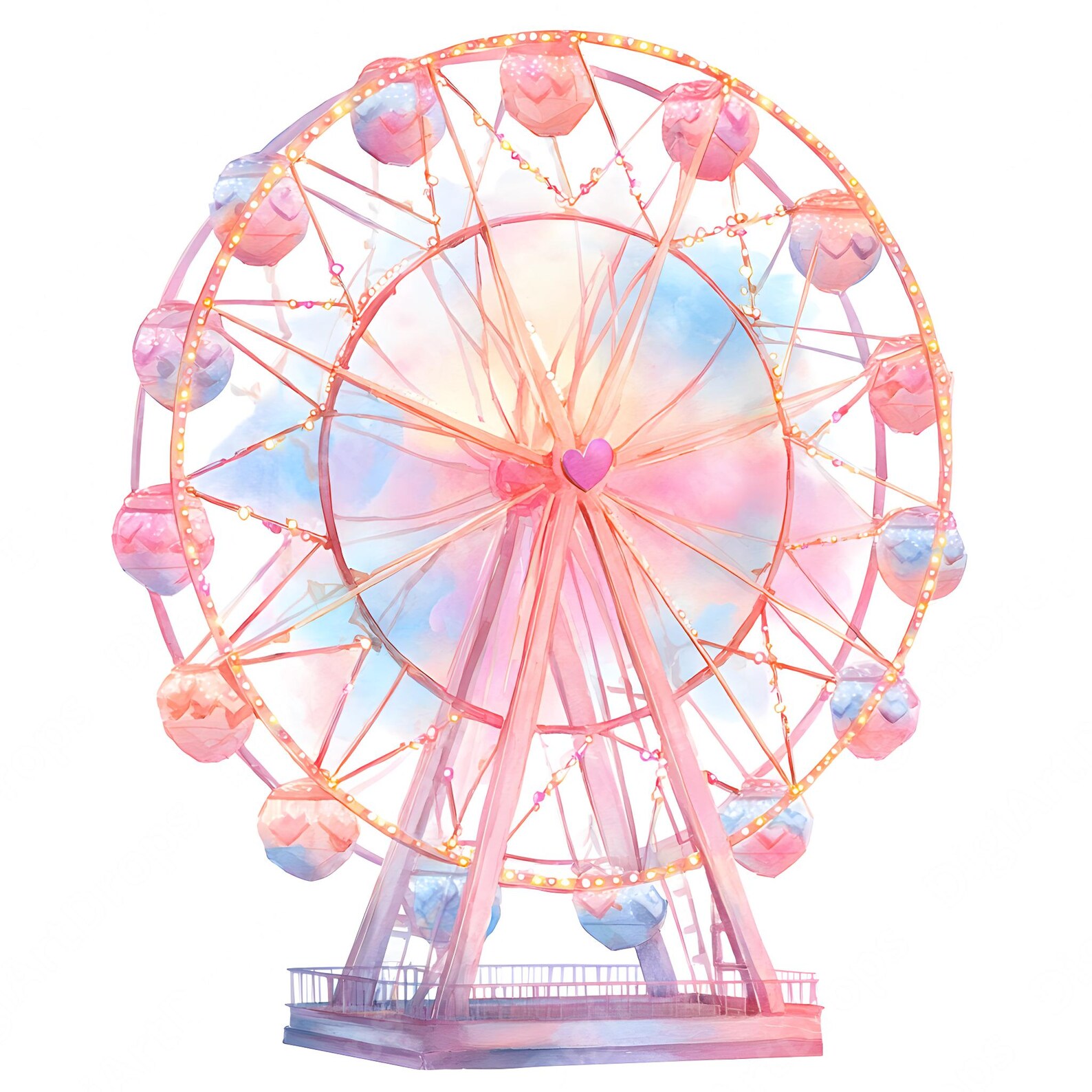 Ferris Wheel Clipart: Watercolor Pastel JPG, Junk Journal & Scrapbook ...