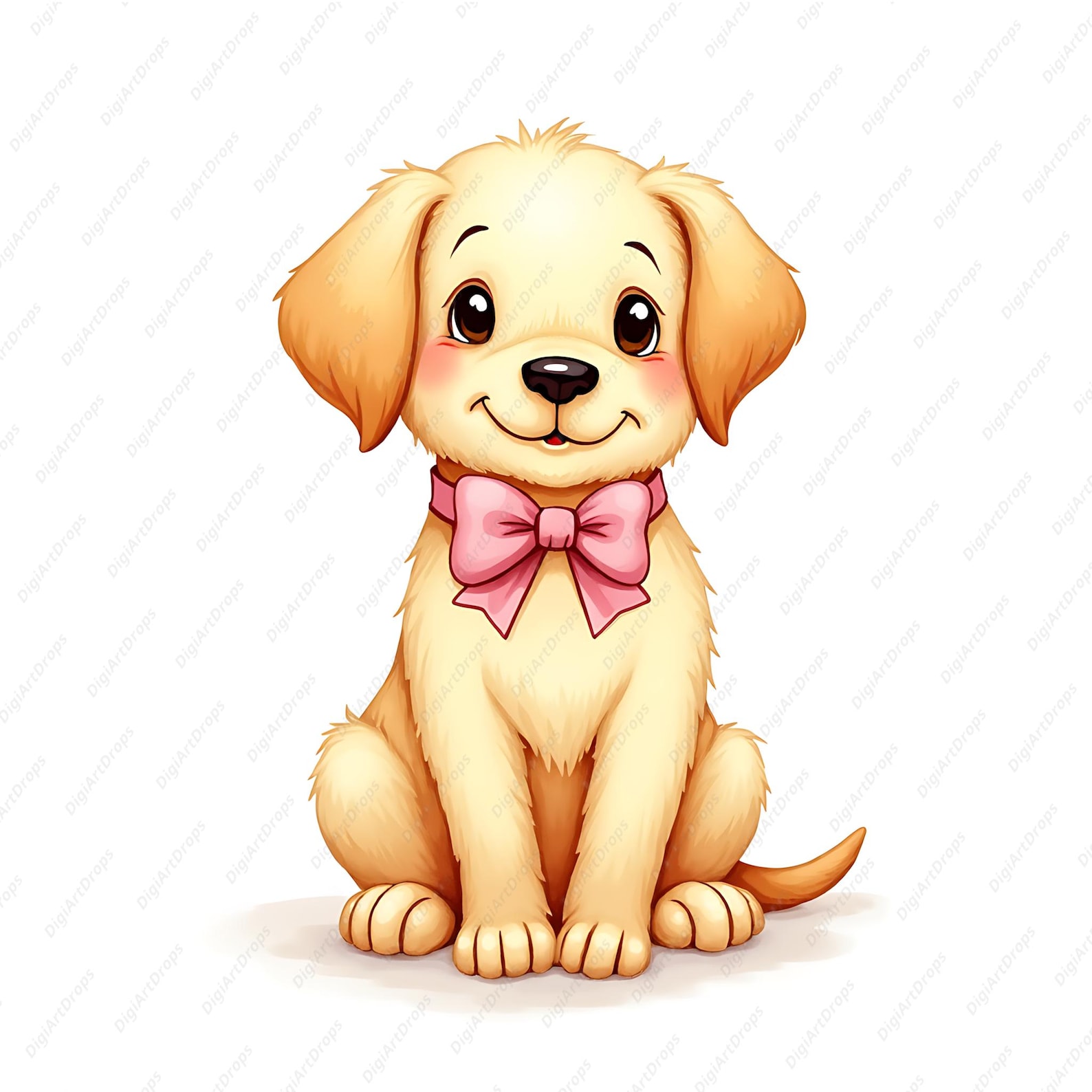 Yellow Labrador Clipart Jpgs, Cute Dog With Pink Bow, Puppy ...