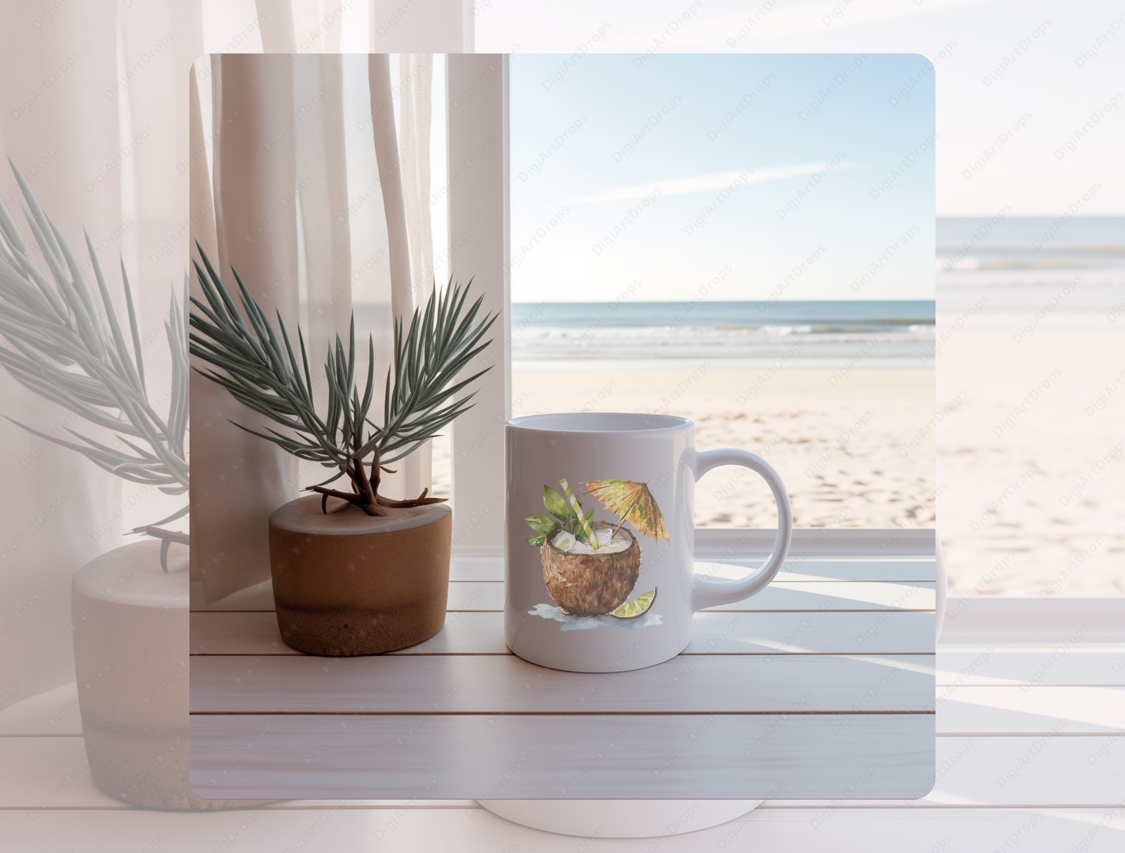 Summer Vacation Clipart Bundle: Beach Cocktails & Flip Flops (15 PNG ...
