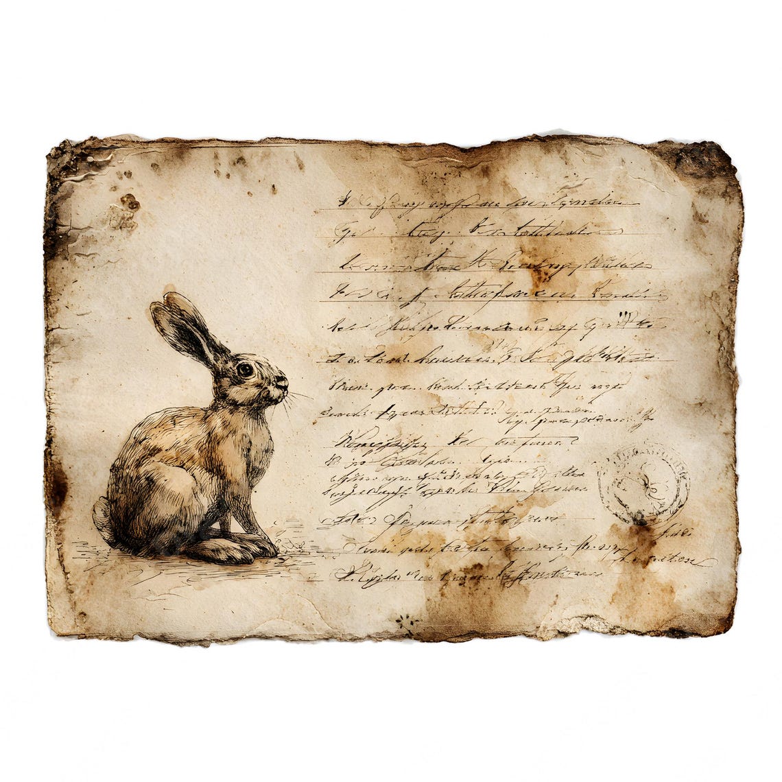 Vintage Easter Recipe Card Clipart, Watercolor Bunny Ephemera (digital ...