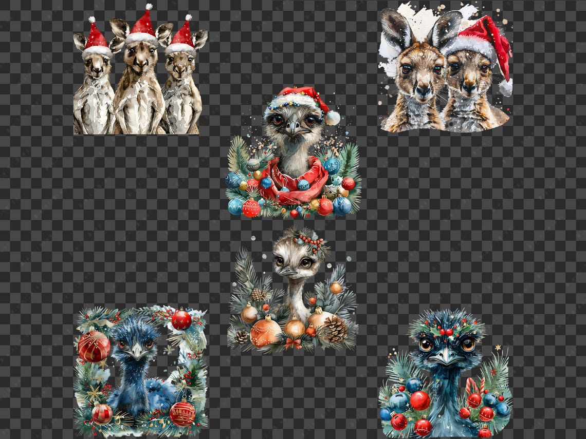 Australian Christmas Wildlife Clipart Bundle: Festive Animal PNG ...