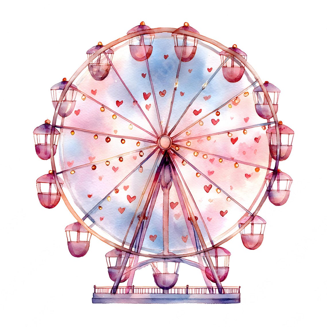 Ferris Wheel Clipart: Watercolor Pastel JPG, Junk Journal & Scrapbook ...