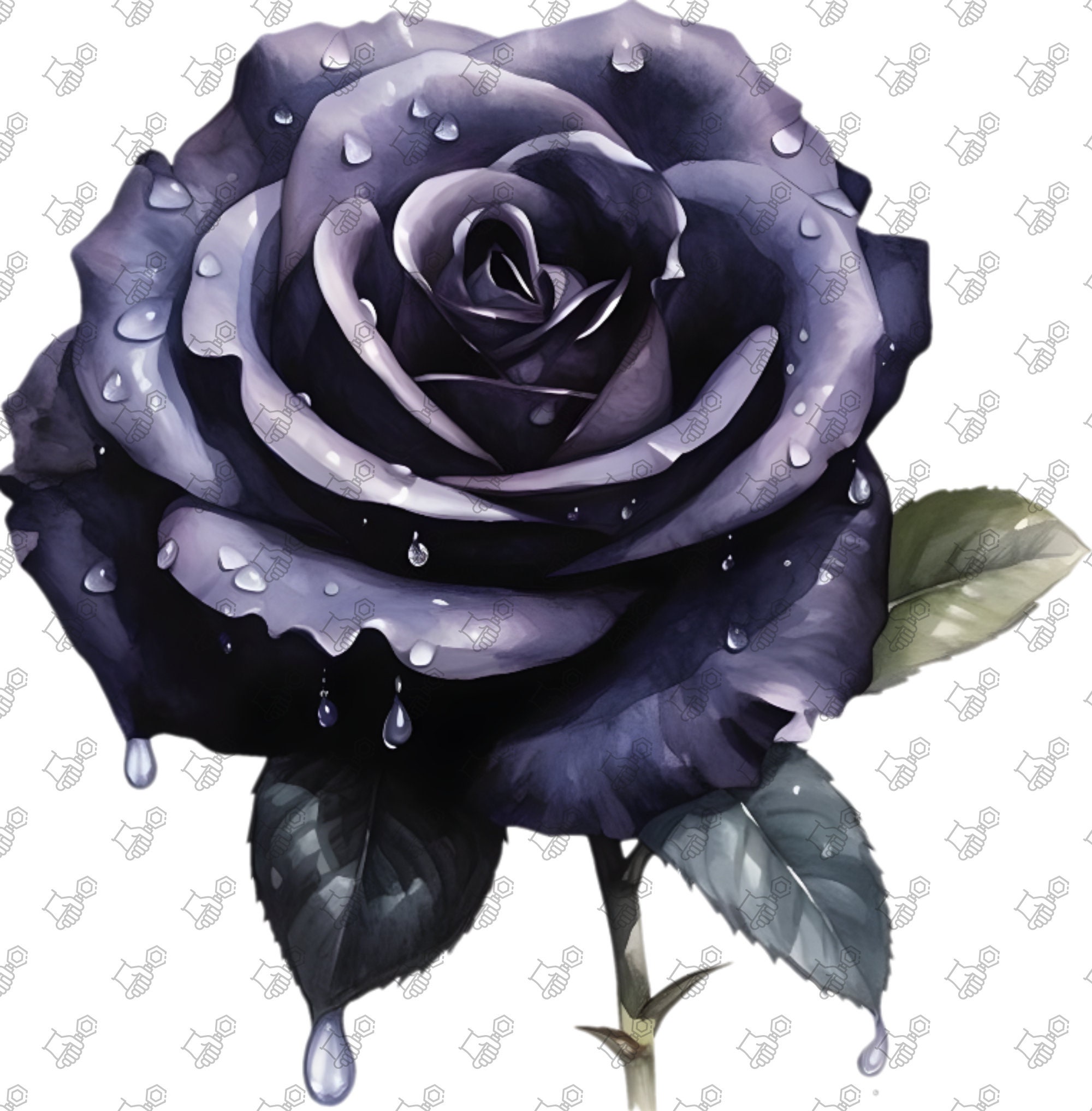 Watercolor Roses, Black Roses Clipart, Watercolor Flowers, Commercial ...