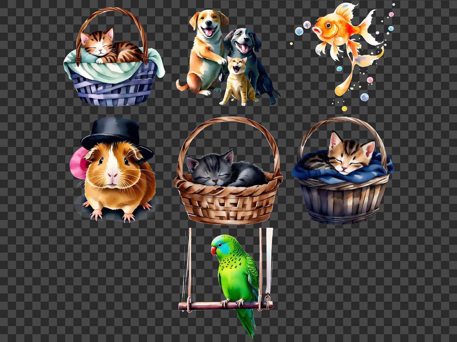 Cute Pets Clipart Bundle 48 Furry Companions Puppy Kitten Bunny ...