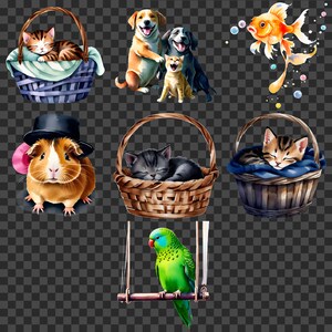 Cute Pets Clipart Bundle 48 Furry Companions Puppy Kitten Bunny ...