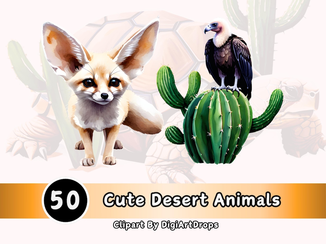 Cute Desert Animals Clipart Bundle Sandy Friends Fennec Fox Meerkat ...