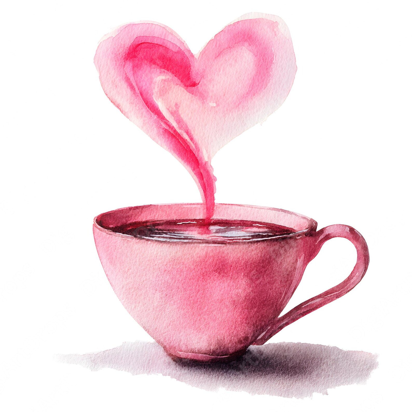 Watercolor Heart Teacup Clipart, Romantic Valentine Graphics (digital ...