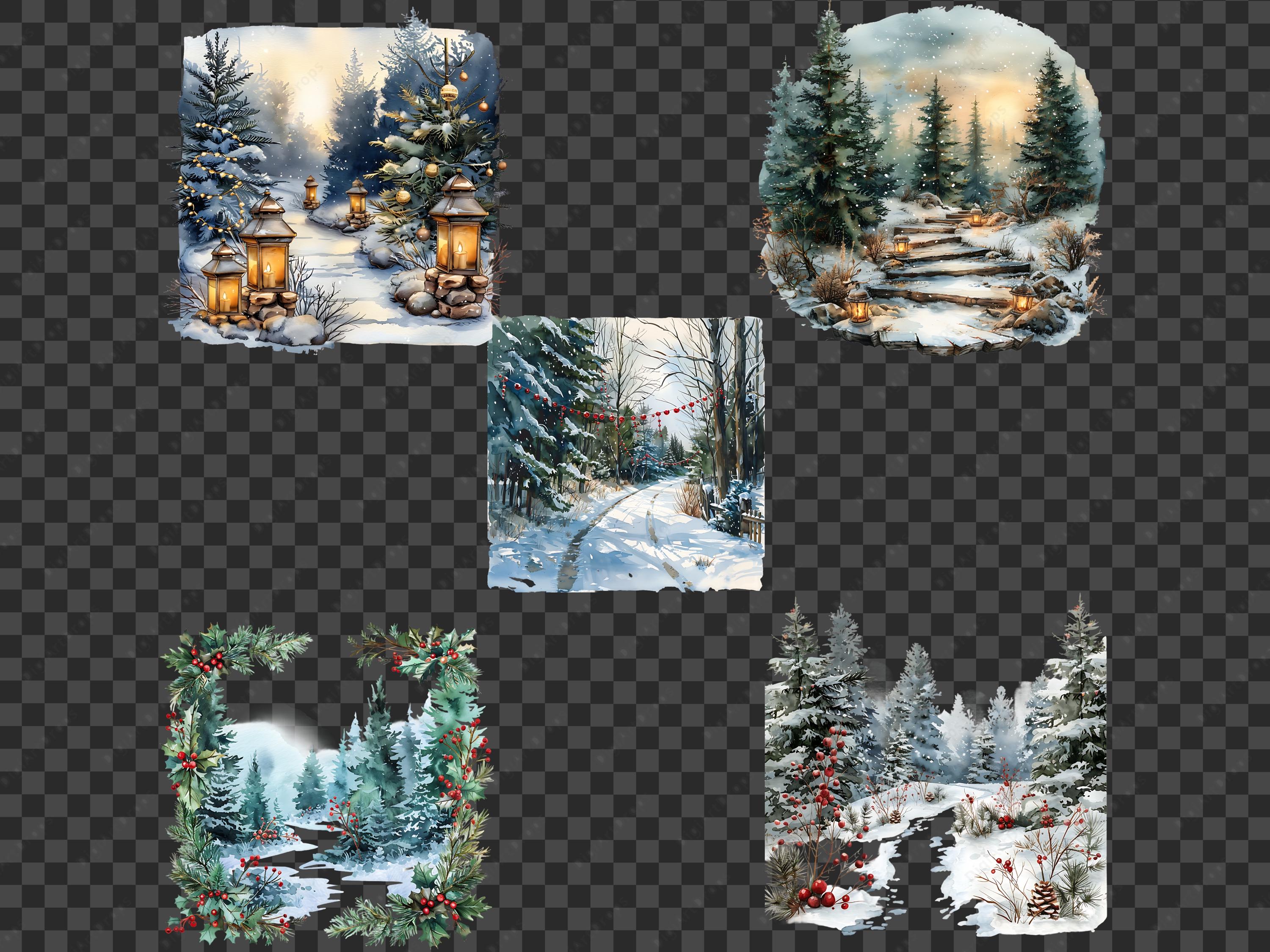 Christmas Forest Clipart Bundle: Winter Holiday Graphics (digital ...