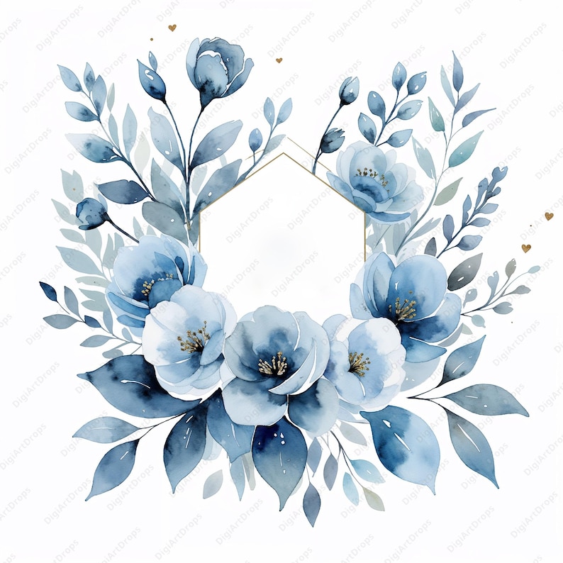 10 Watercolor Chic Save the Date Card With Dusty Blue Floral Accent ...