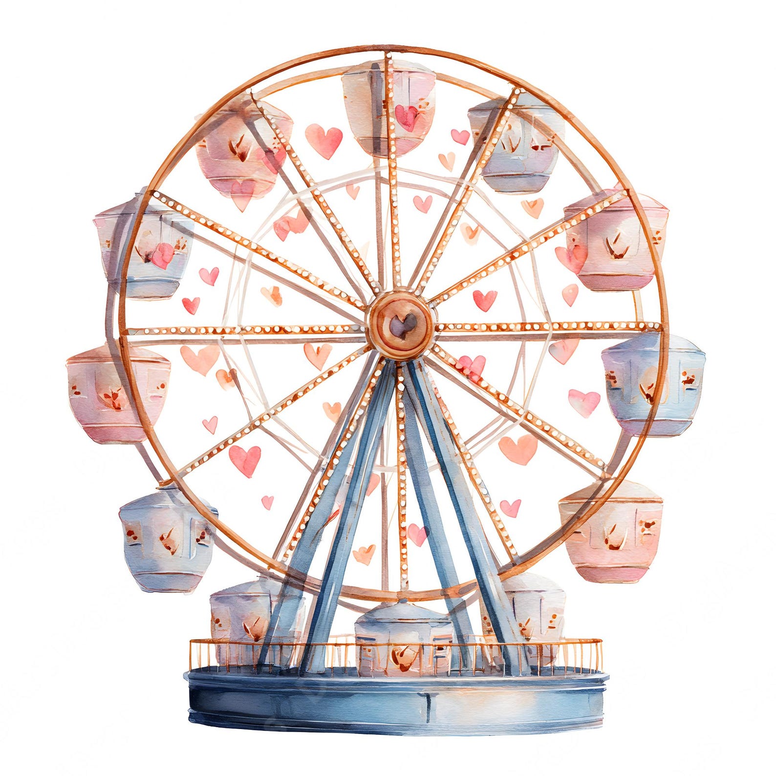 Ferris Wheel Clipart: Watercolor Pastel JPG, Junk Journal & Scrapbook ...
