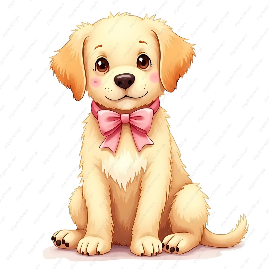 Yellow Labrador Clipart Jpgs, Cute Dog With Pink Bow, Puppy ...
