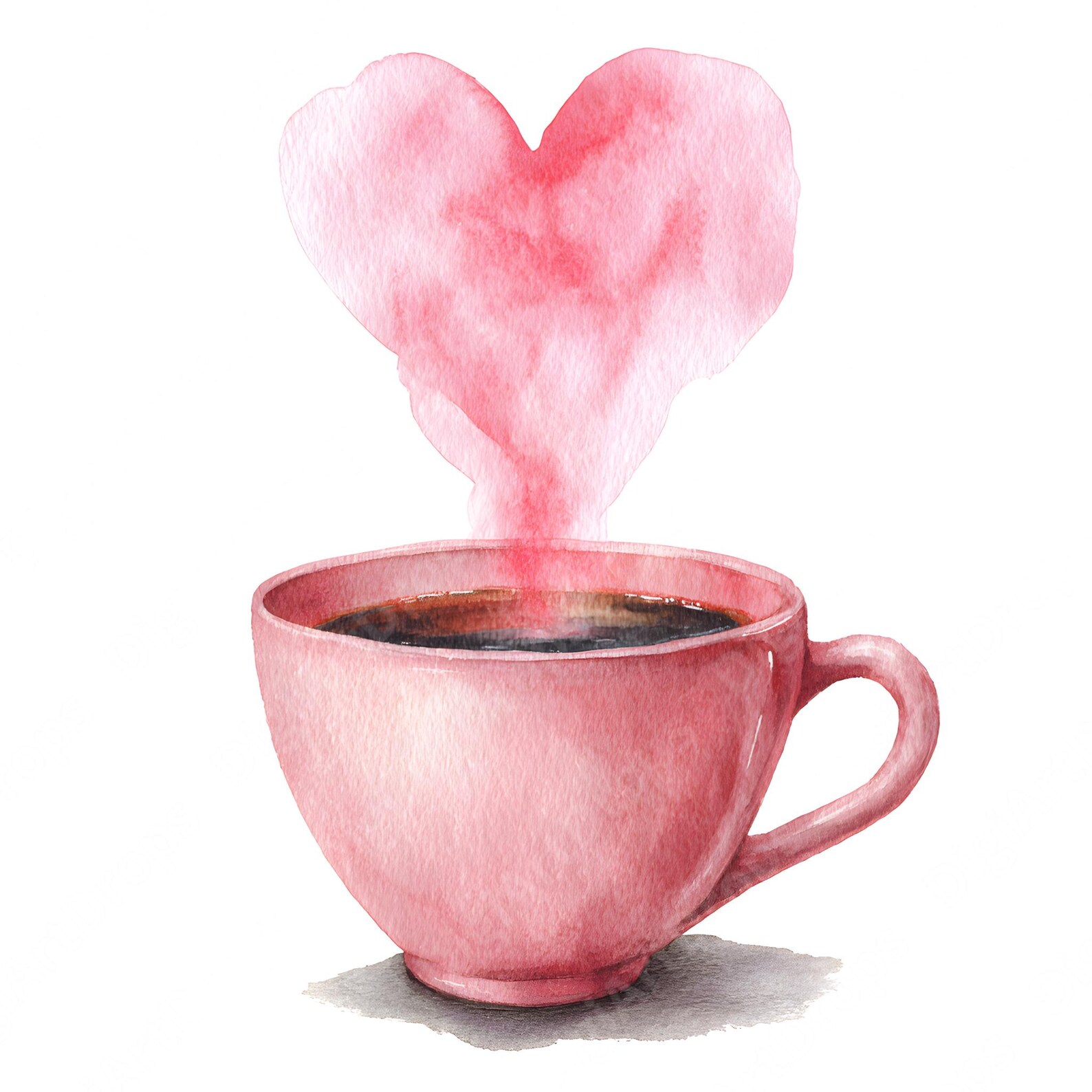 Watercolor Heart Teacup Clipart, Romantic Valentine Graphics (digital ...