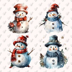 Christmas Snowman Clipart Bundle: 12 PNG Winter Wonderland Graphics ...