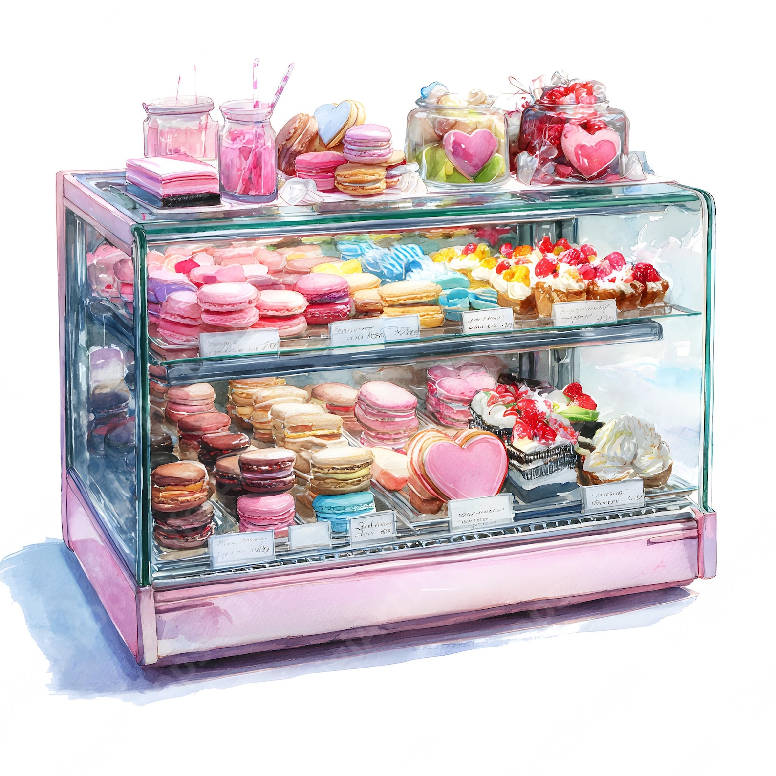 Valentine Pastry Case Clipart: Watercolor Pink-red JPG on White - Junk ...