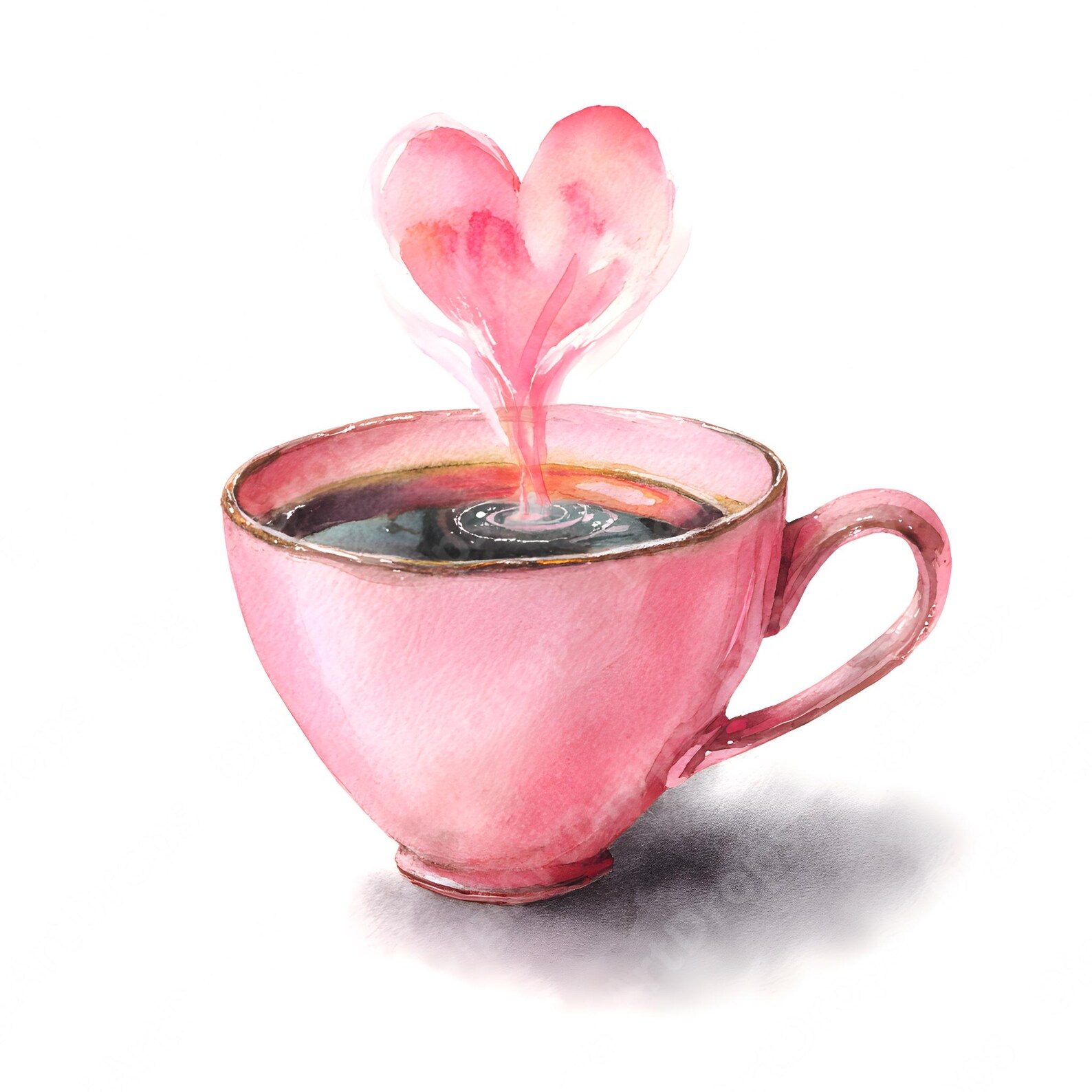 Watercolor Heart Teacup Clipart, Romantic Valentine Graphics (digital ...