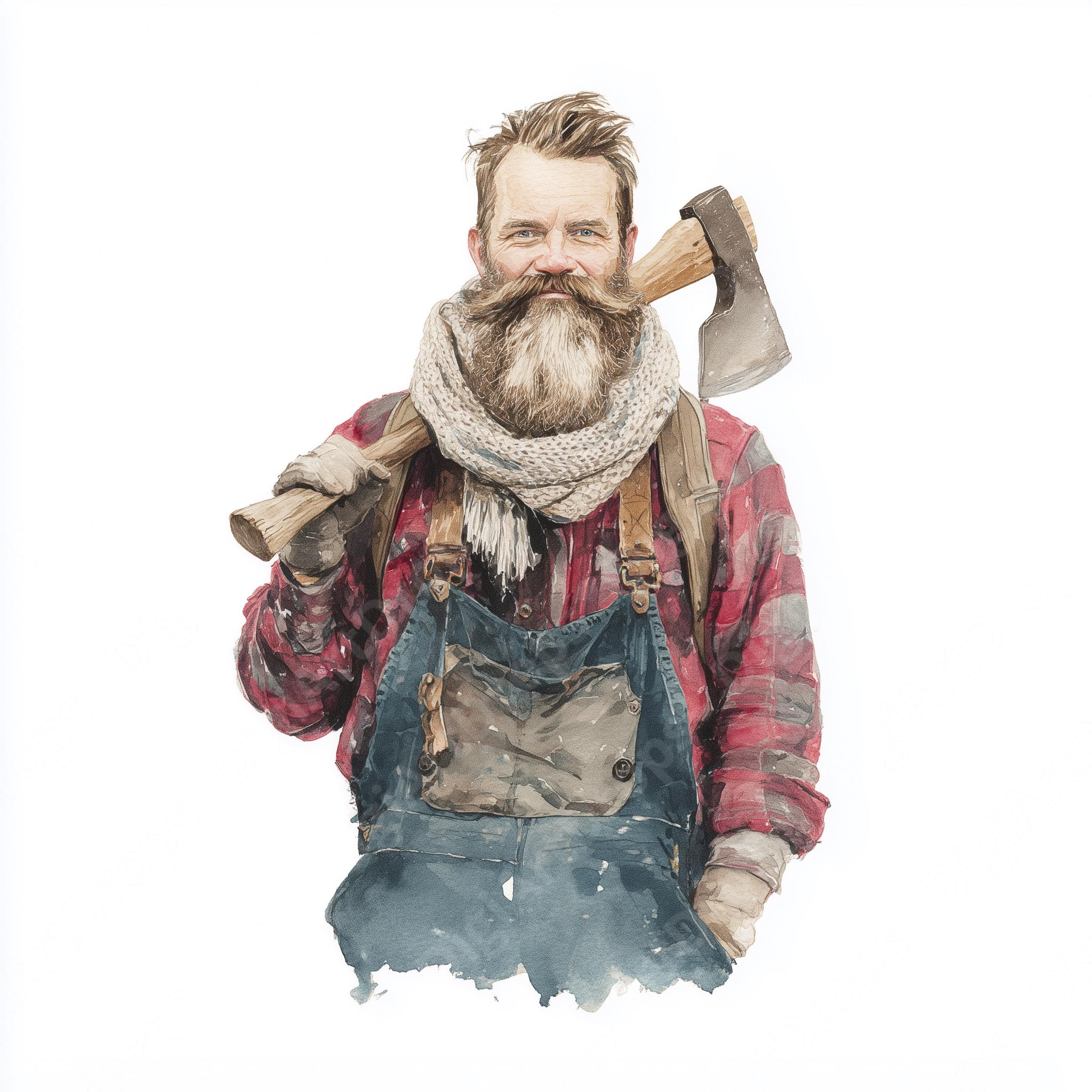 Christmas Lumberjack Clipart | Rustic Farmhouse Woodsman With Axe ...