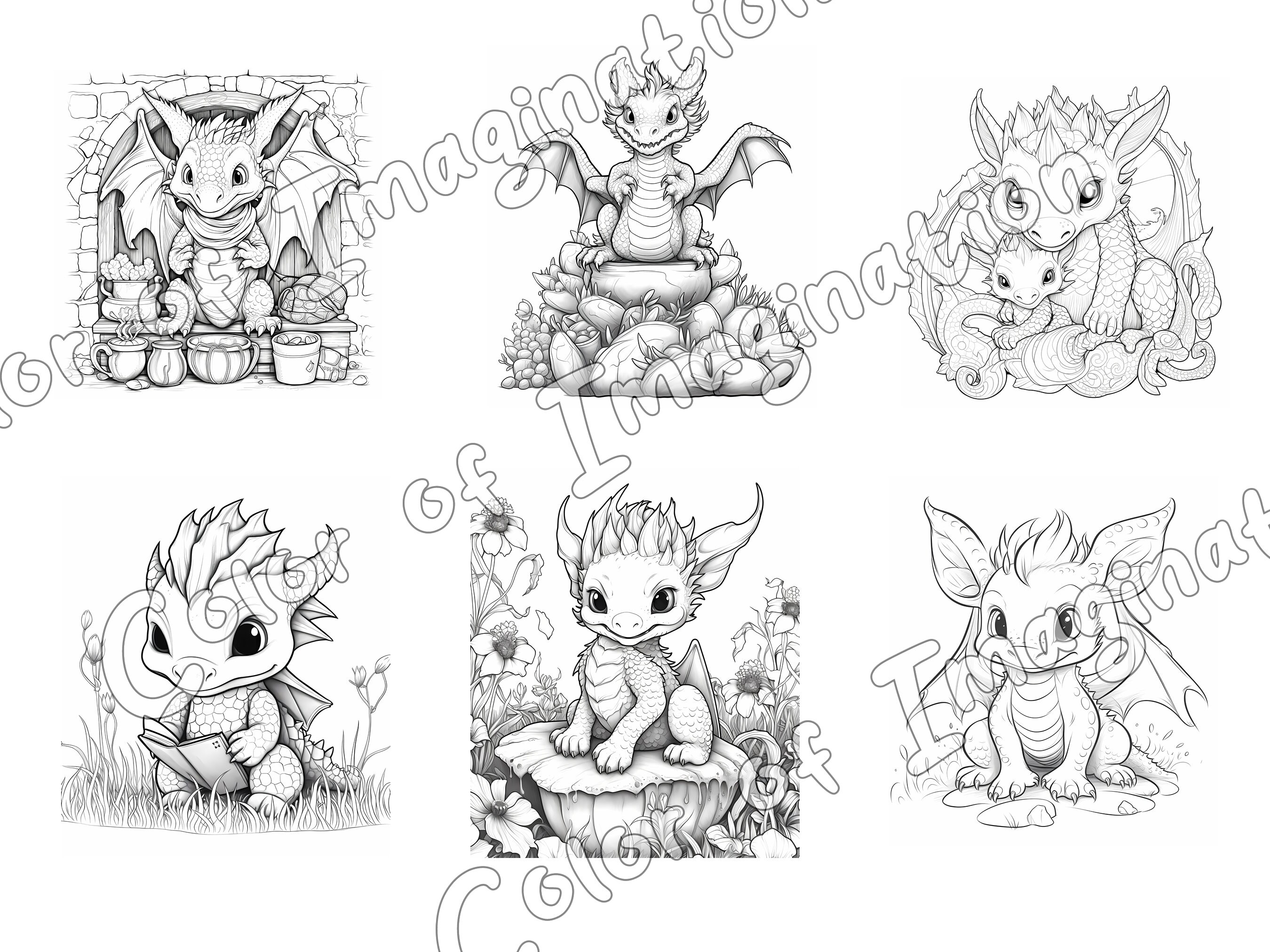 Baby Dragon Coloring Pages Dragons for Adults and Kids 26 Page Baby ...