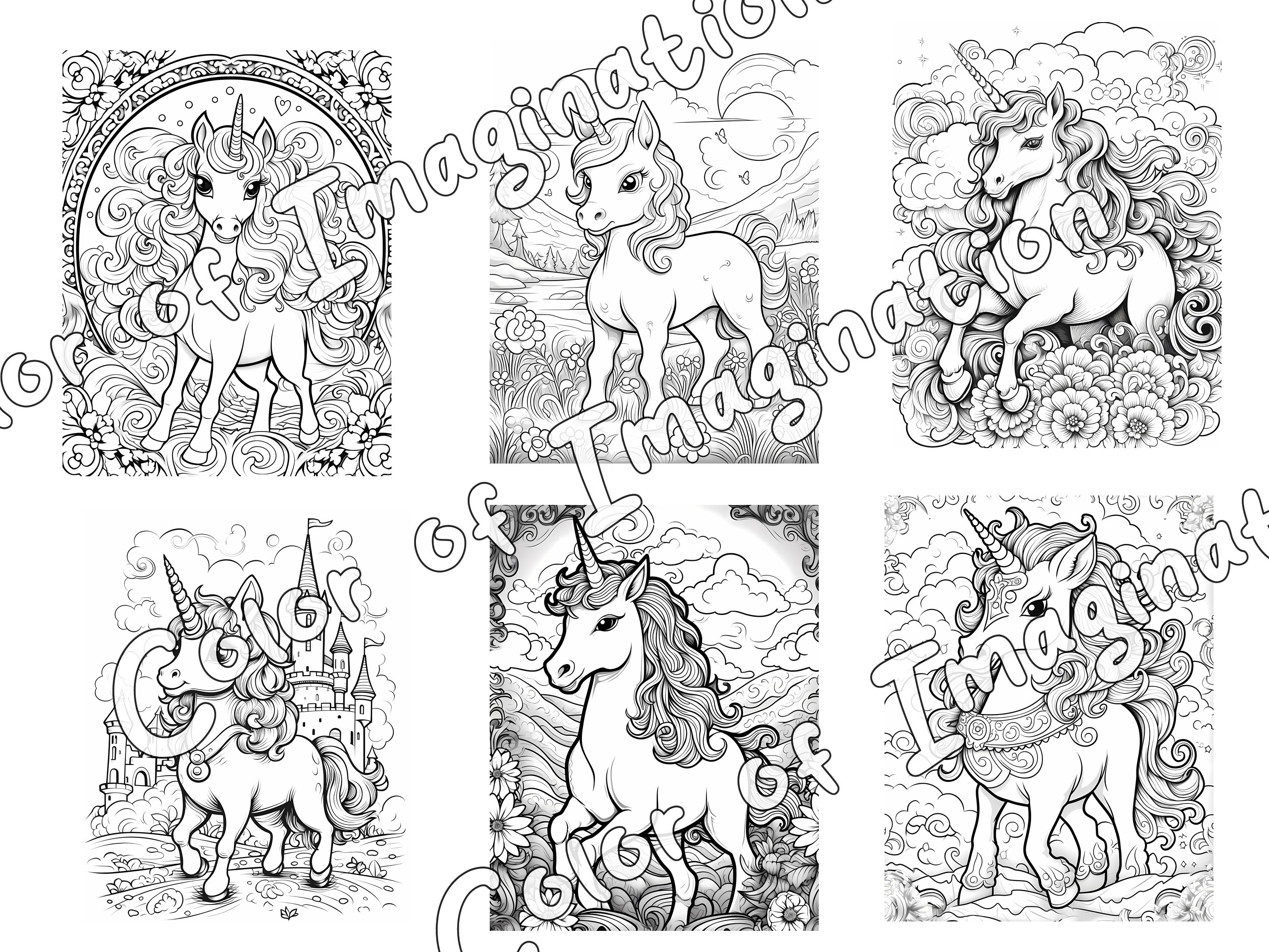 Unicorn Coloring Pages for Adults and Kids 32 Page Unicorn Coloring ...
