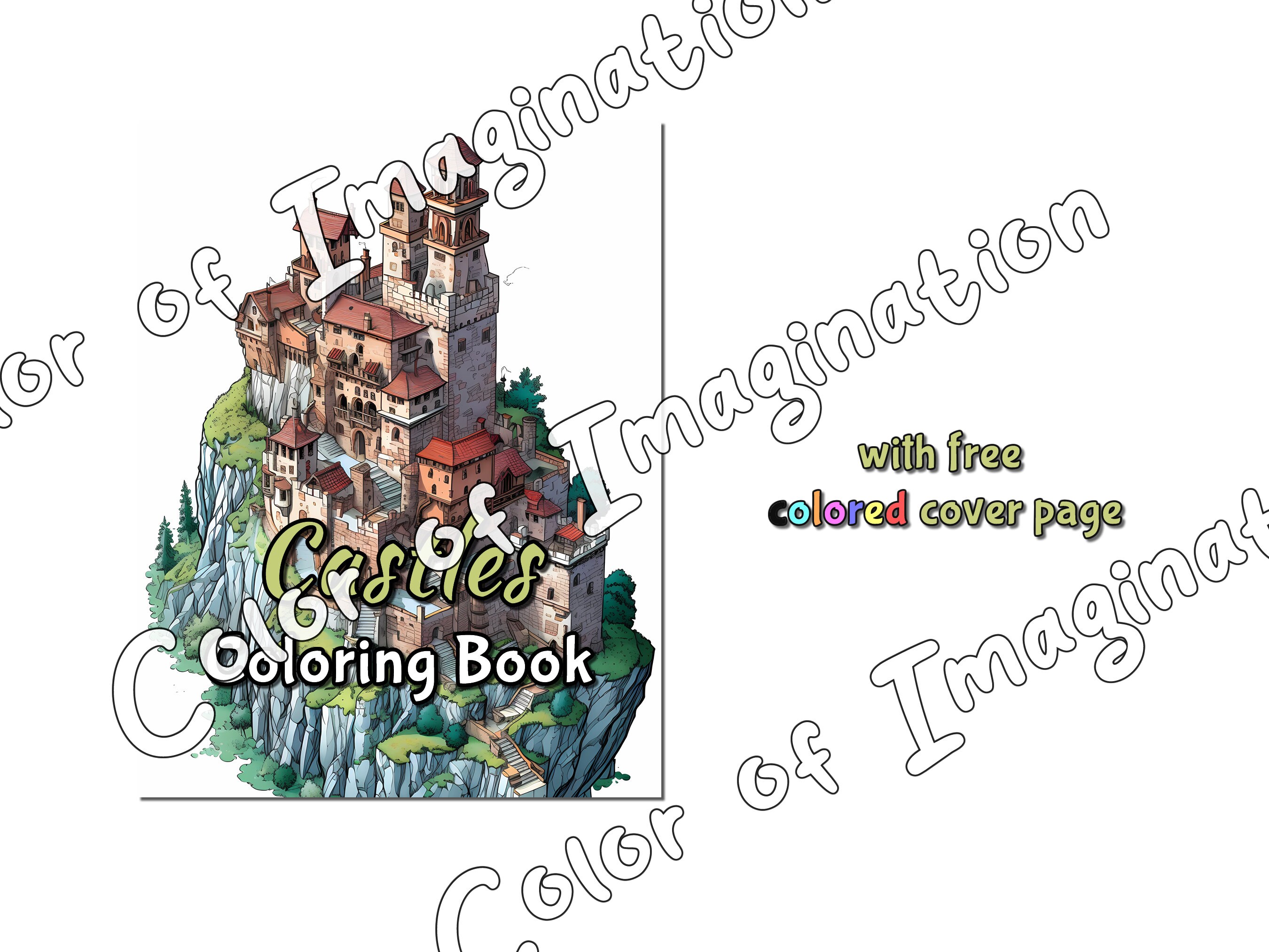 Fairytale Castles Coloring Pages for Adults and Kids 12 Sheet Castle ...